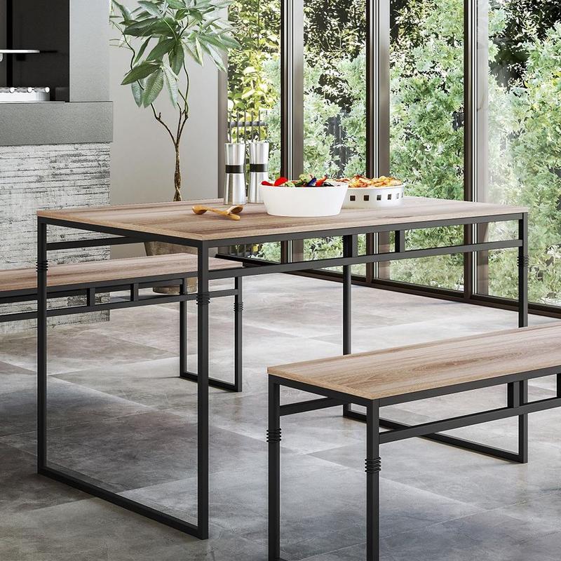 Mesa De Jantar Estilo Industrial London Novabras Carvalho/Preto ...