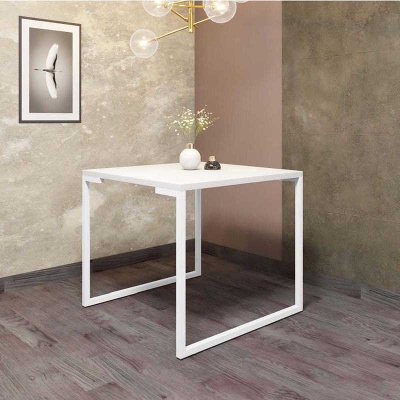 Mesa de Jantar Office Stan Industrial 4 lugares Quadrada 90 cm Ferro Branco Tampo 100% MDF ...