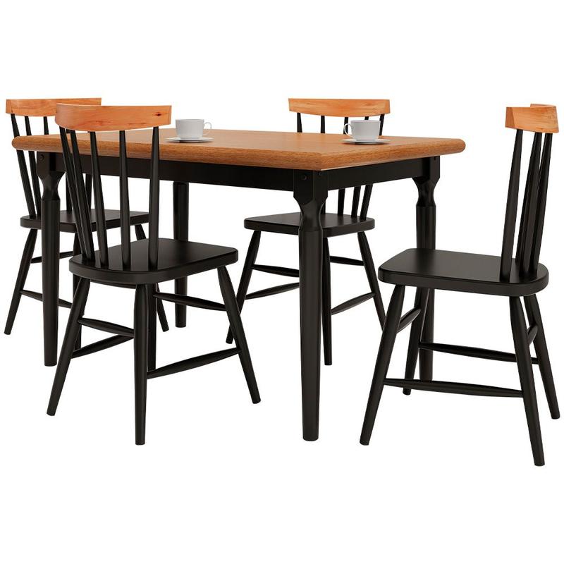 Mesa de Jantar Udine com 4 Cadeiras Udine Preto e Natural 160x80 - Pra ...