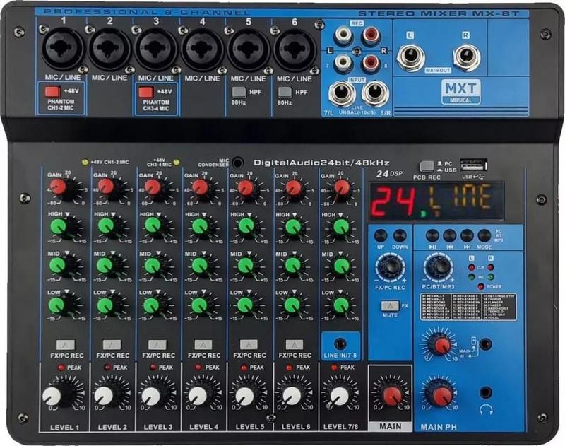 Mesa De Som 8 Canais Usb Gravador Bluetooth Mxt - Mesa de Som / Mixer ...