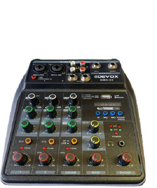 Mesa de Som Devox 4 Canais DMX04 Usb Bluetooth - Mesa de Som / Mixer - Magazine Luiza