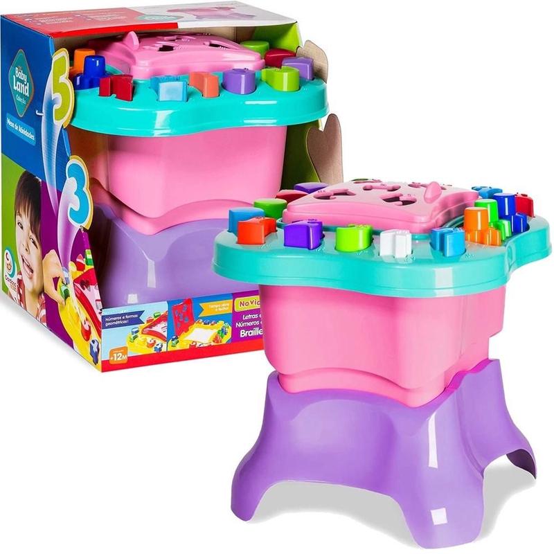 Mesa Didática Pedagógica Baby Land Blocos Educativos Infantil Rosa ...