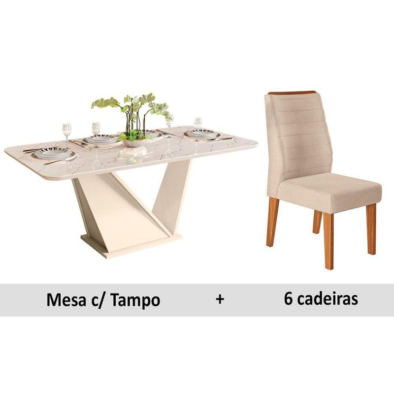 Mesa Forme/Ariel Vd 180+6 Cad Ondina/Curvata Cor Carvalho Nobre/Off ...