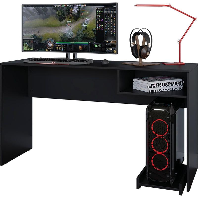 Mesa Gamer com 01 Nicho Pixel Preto Caemmun - Mesas para Escritório ...