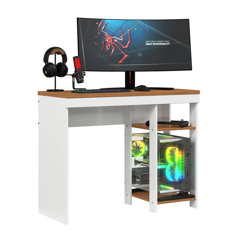 Mesa Gamer Escrivaninha Beta Branca/nature - WS MOBÍLIA - Escrivaninha ...