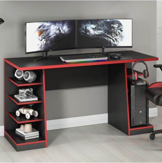 Mesa Gamer NT2020 Tampo de 25mm com 4 Prateleiras 1 Suporte Metálico ...
