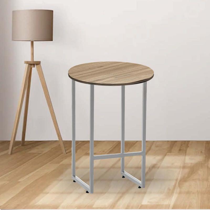 Mesa Lateral de Canto Industrial Will Sala Escritório Ferro Prata Tampo ...