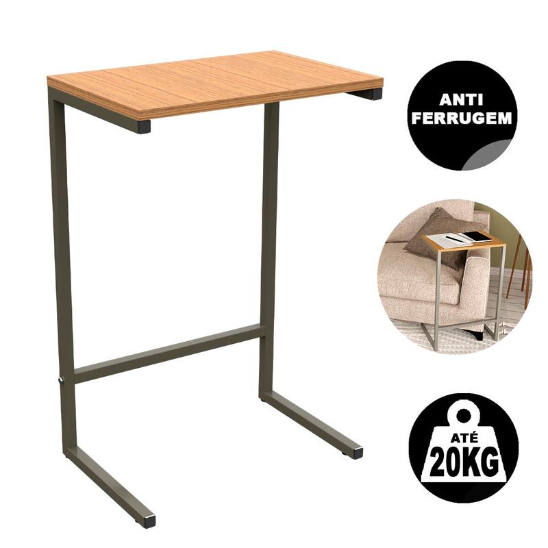 Mesa Lateral Encaixe Sofá Café Comida Notebook Estilo Industrial ...