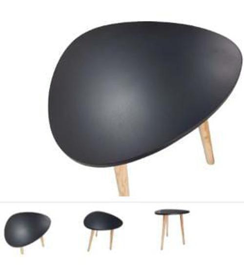 Mesa Lateral Triangular Base Tripé Madeira Preta Amigold - Mesa de ...