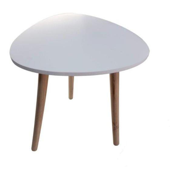 Mesa Lateral Triangular Tripé Madeira Branca - Amigold - Mesa de Canto ...