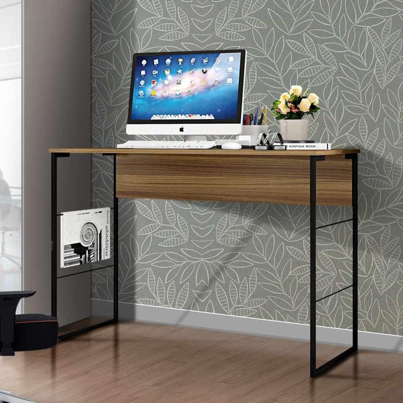 Mesa Para Notebook Escrivaninha Industrial 120 cm Lamina Mel Preto ...