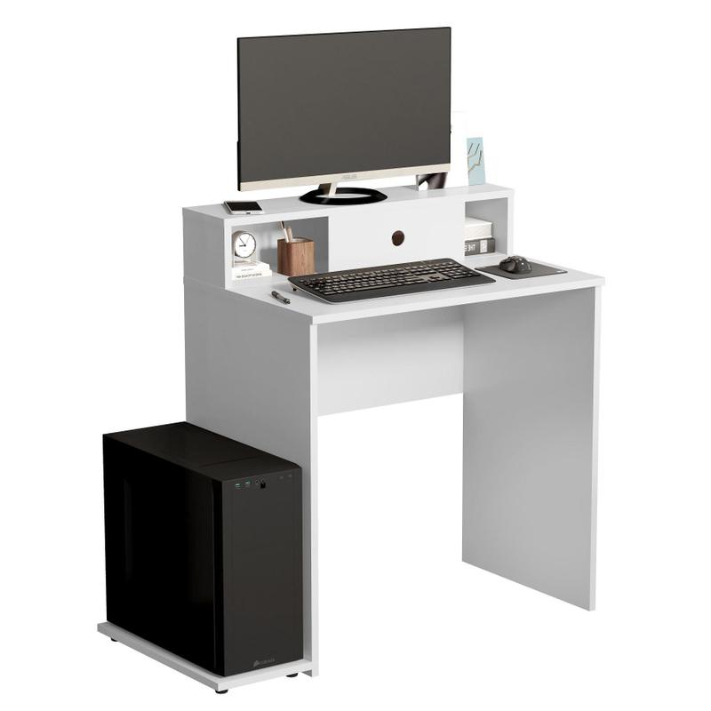 Mesa Para Pc Ou Notebook Com Nicho E Suporte Tela Cor Branco - Emes ...