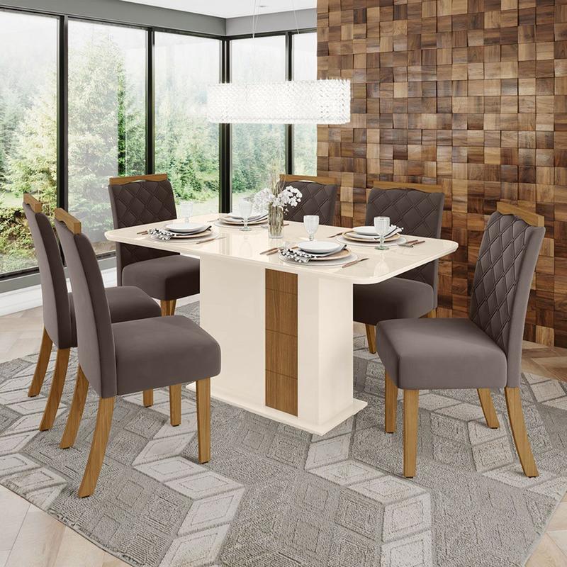 Mesa Para Sala De Jantar Com 6 Cadeiras Kristen Henn - Conjunto Sala de ...