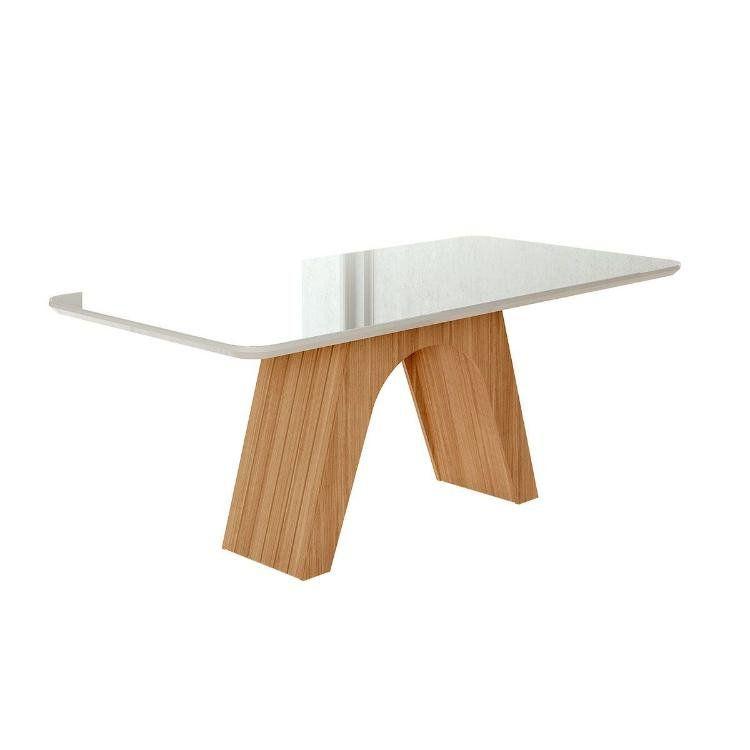 Mesa para Sala de Jantar Mesa Clara 180 cm Vidro/Mdf Cimol Nature ...