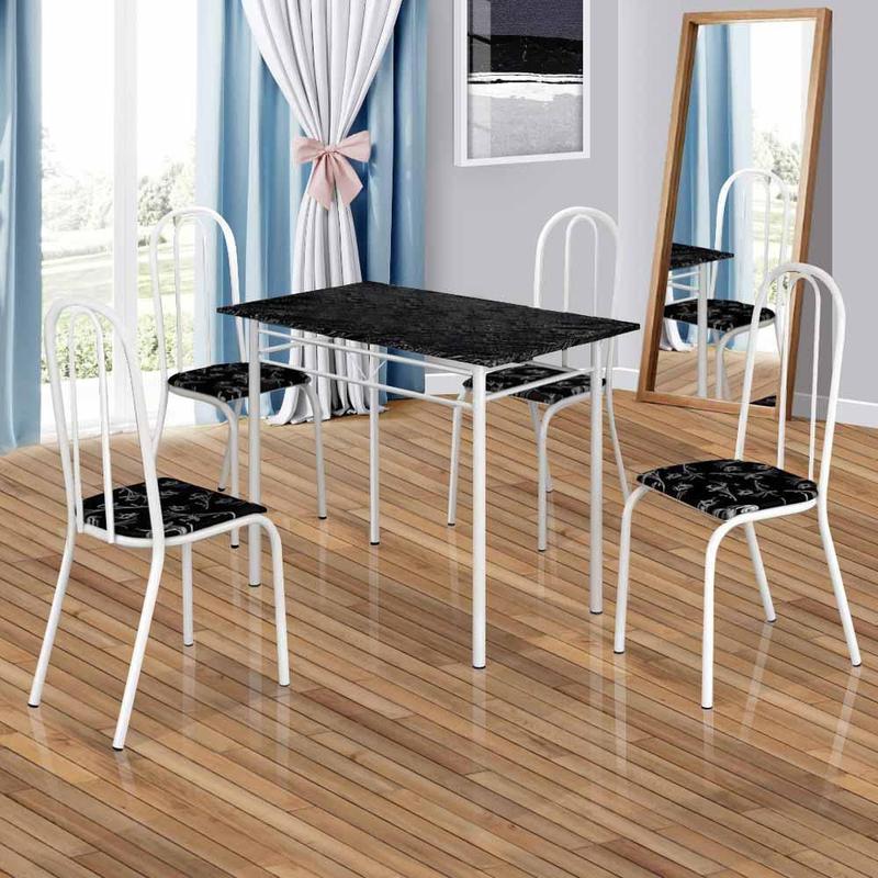 Mesa Pequena Retangular 4 Cadeiras Branca - MÓVEIS TEIXEIRA - Outros ...