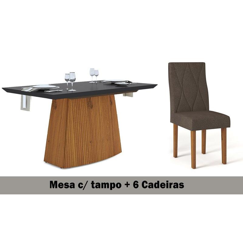 Mesa Sorela/Platina Vd 160+6 Cad Ágata/Manuela Terra/Marrom - DJ Móveis ...