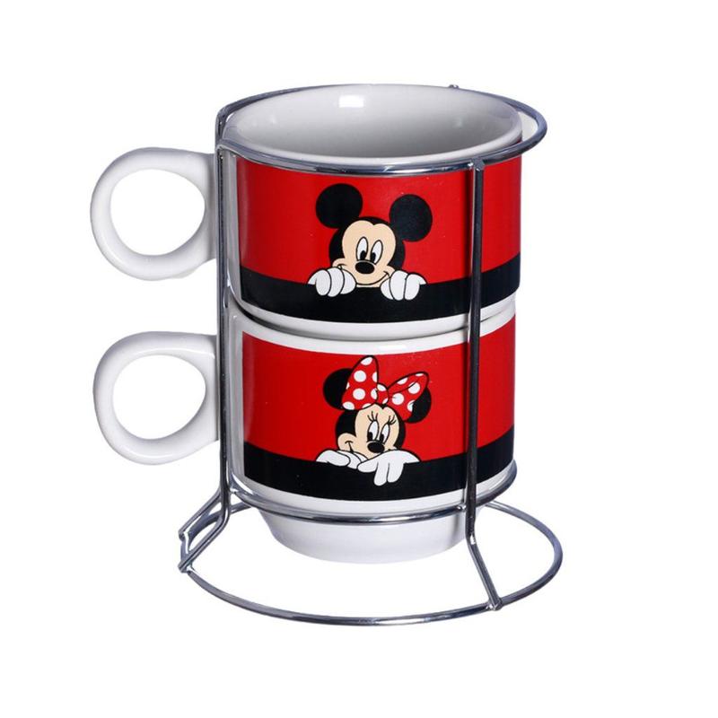 Mickey e Minnie Mouse Torre Com 2 Canecas + Suporte De Metal Oficial ...