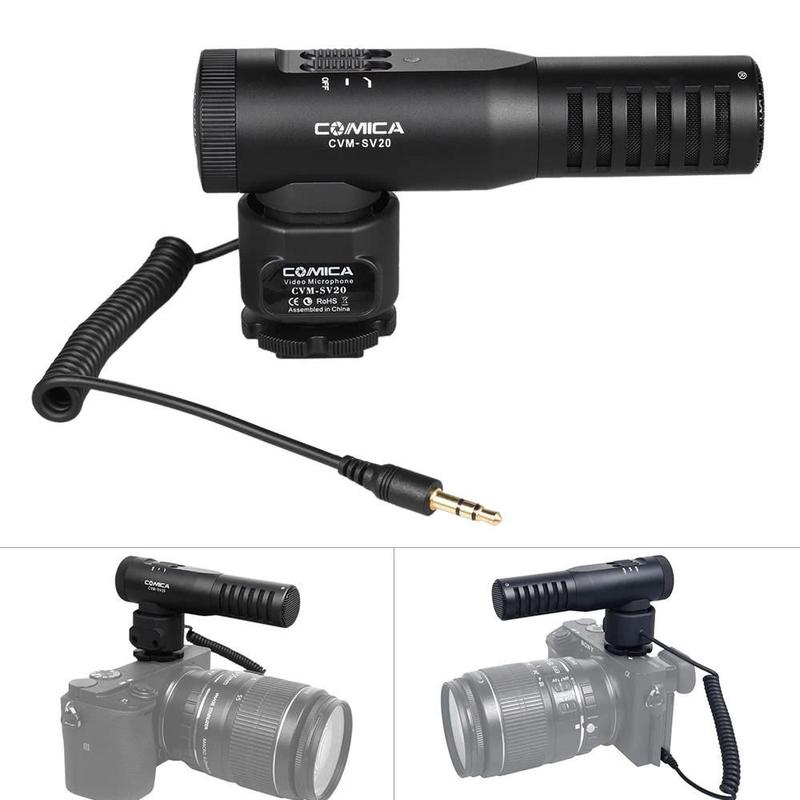 Microfone Comica p/Câmera Cvm-Sv20 condensador Stereo shotgu ...