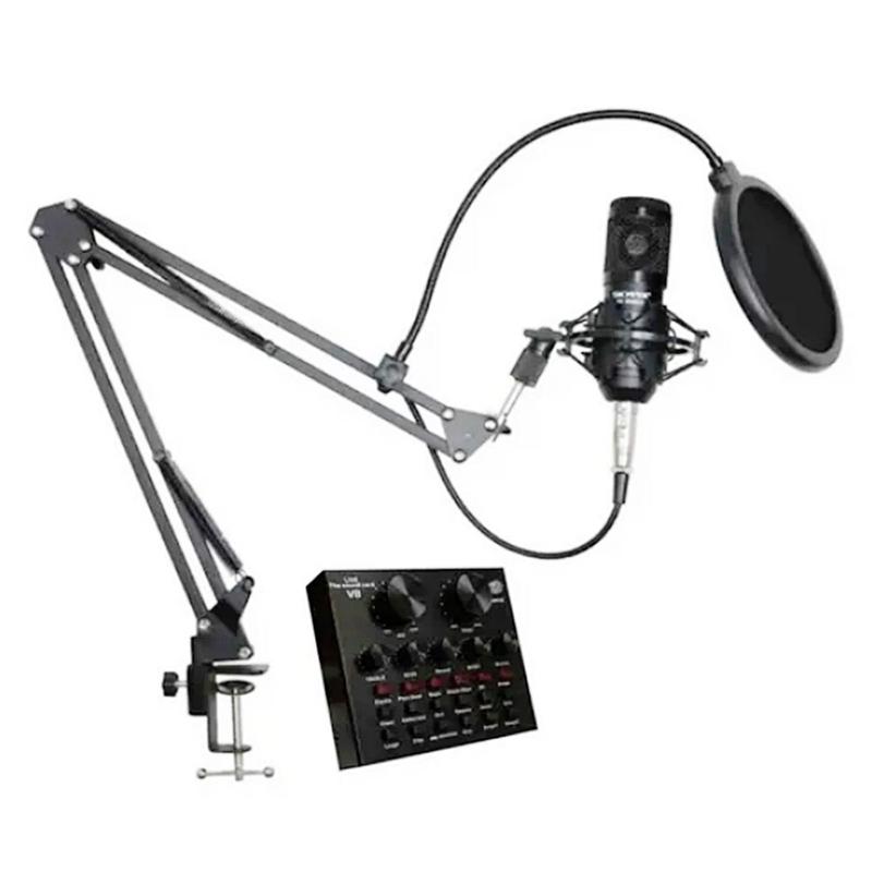 Microfone Condensador Profissional + interface de áudio + braço ...