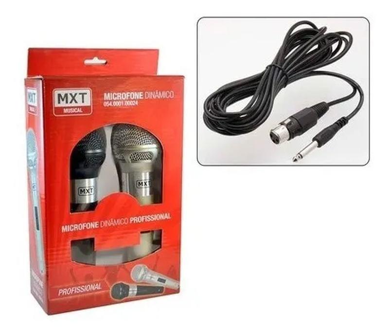 Microfone Dinâmico MXT Com Fio Prata e Preto M-201 - Microfone Dinâmico ...