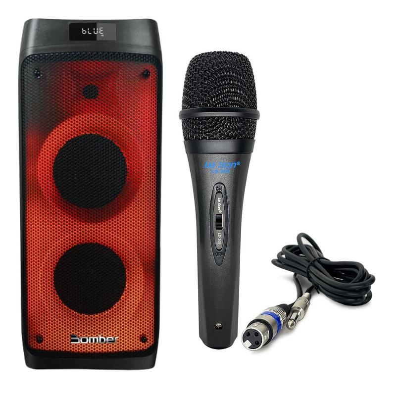 Microfone LS300 Dinâmico Preto P10 + Caixa De Som Bomber Beatbox 1100 ...