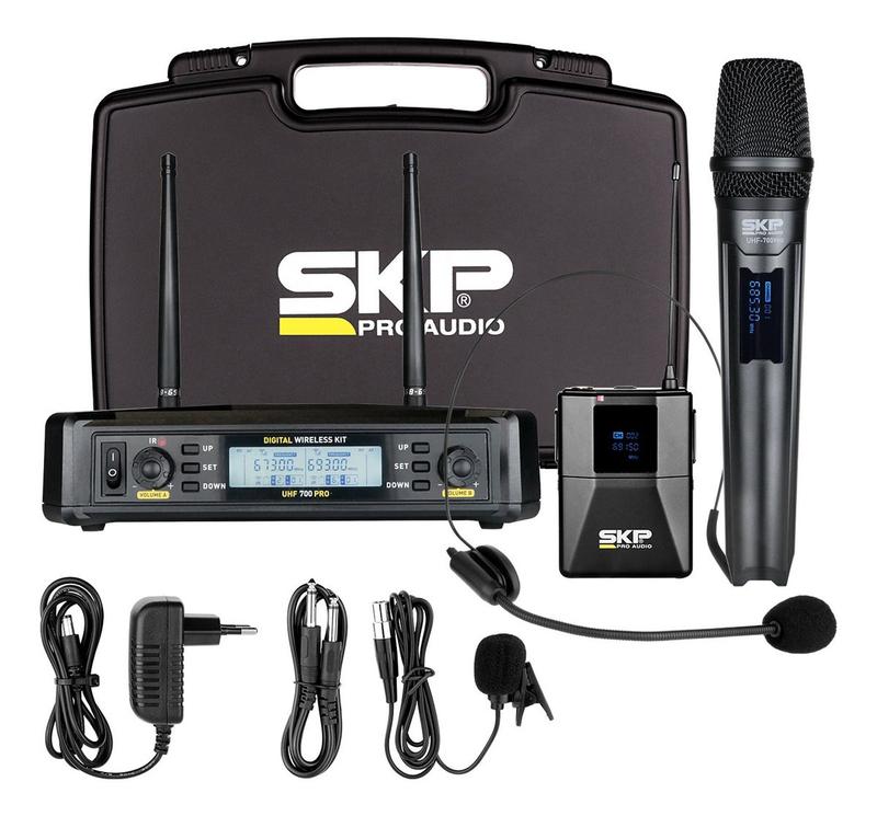 Microfone Profissional Sem Fio Uhf + Lapela E Headset Skp - Microfone ...