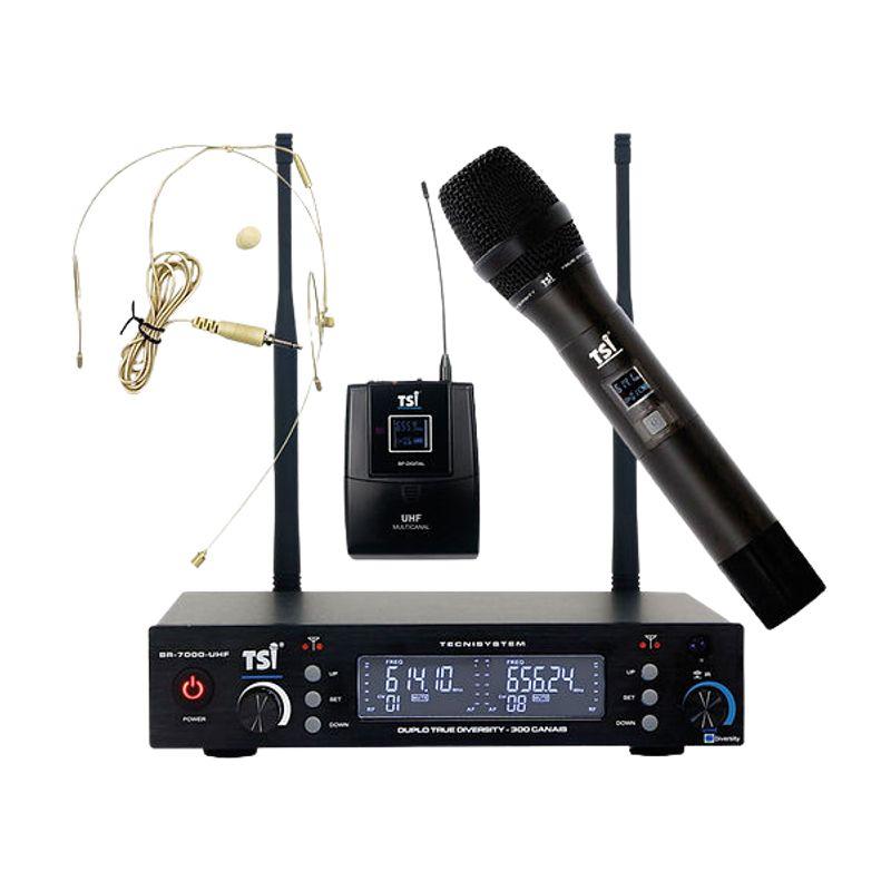 Microfone sem fio duplo BR-7000-CLI-UHF - TSI - Microfone Dinâmico ...