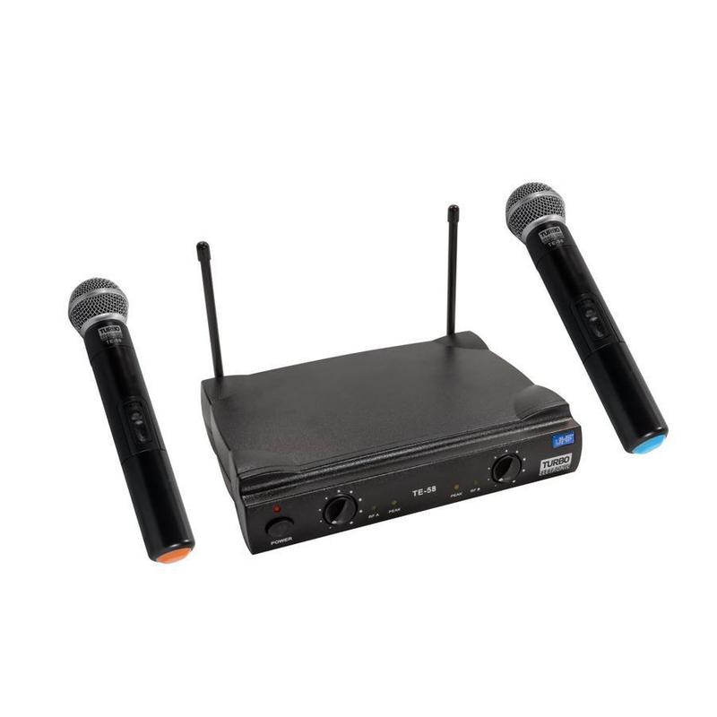 Microfone Sem Fio Duplo De Mão Turbo Eletronic TE-58 - Microfone ...