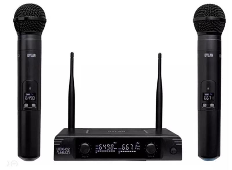 Microfone Sem Fio Duplo UHF - Dylan UDX-02 Multi - Microfone Dinâmico ...