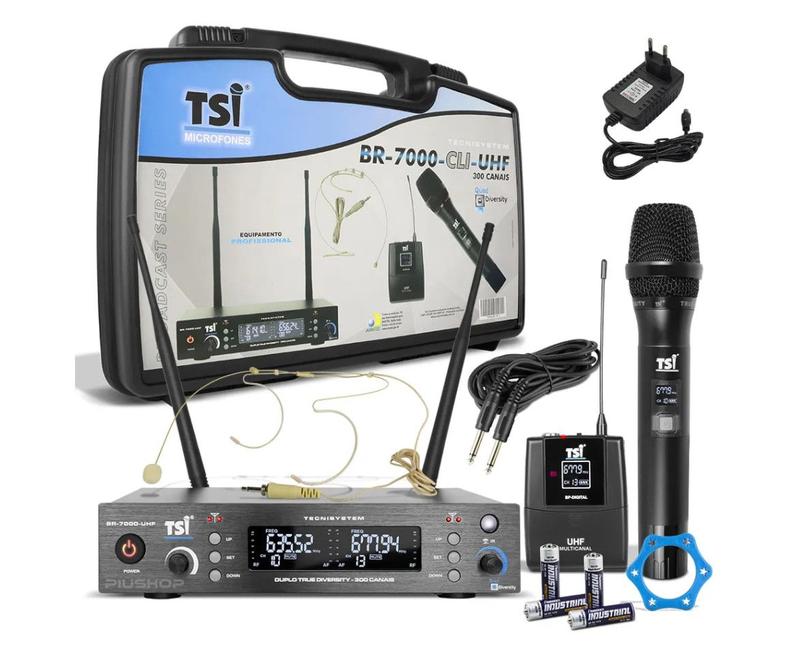 Microfone tsi sem fio br 7000 cli uhf mao / headset - Microfone ...