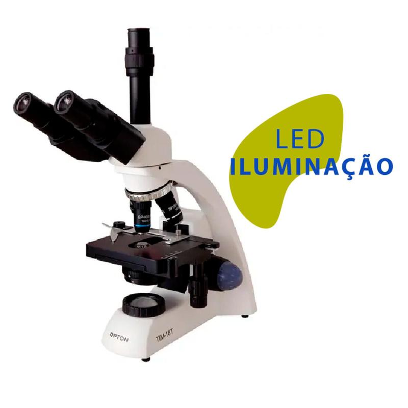 Microscópio Biológico Trinocular 40x 1000x (opc a 2000X), Ilum LED e ...