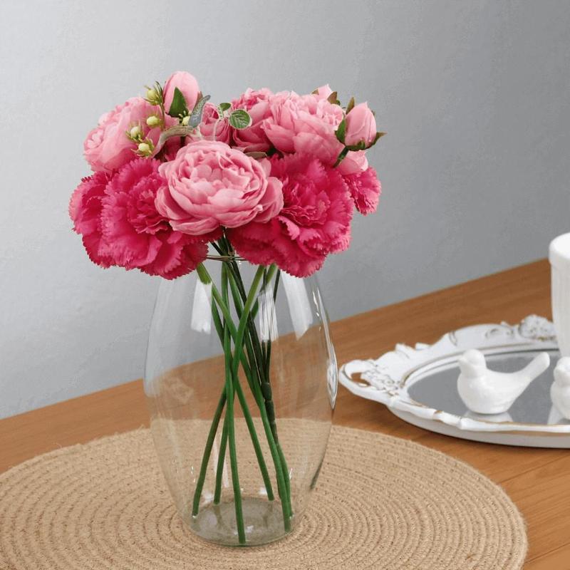 Mini Arranjo de Flores Artificiais Hastes de Cravos e Camélia Para Sala ...