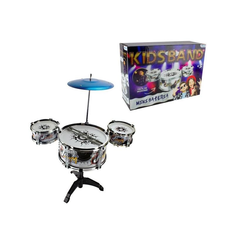 Mini Bateria Infantil Kids Band Prata Com Branco Etitoys - Bateria ...