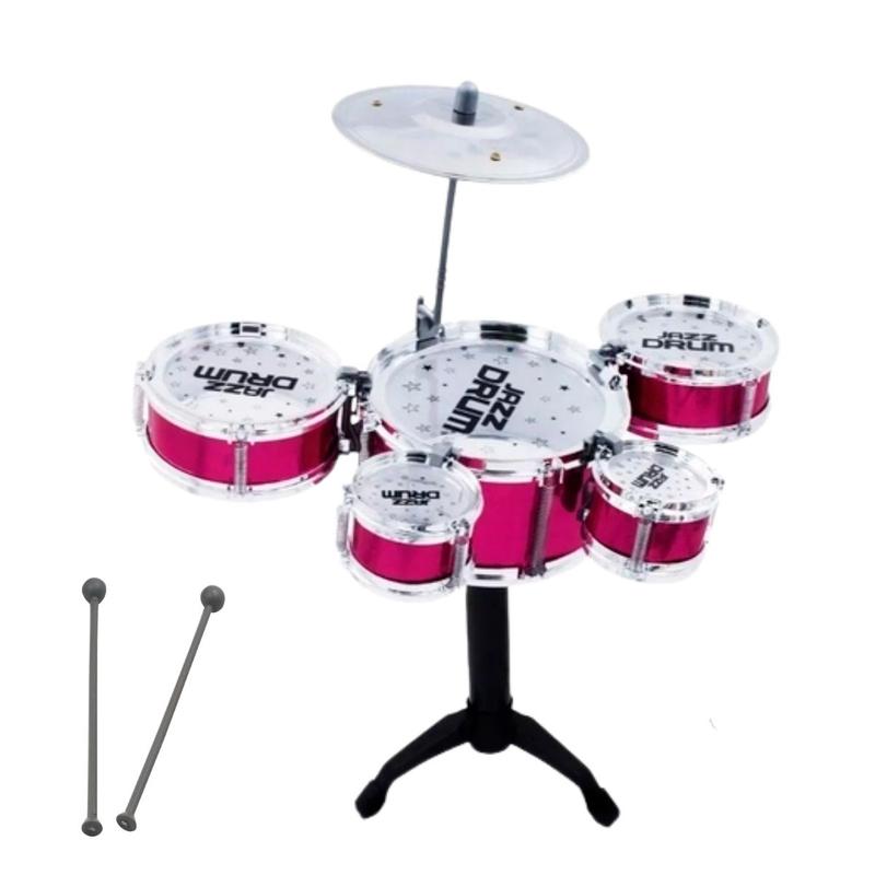 Mini Bateria Musical Infantil Com Baqueta Brinquedo Menina Menino ...