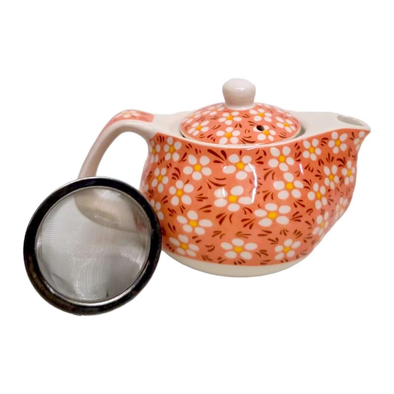 Mini Bule de Chá Flores Porcelana Infusor Inox Chaleira - Multiart ...