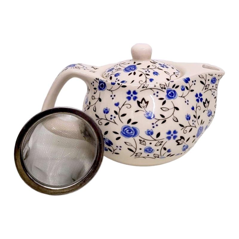 Mini Bule de Chá Flores Porcelana Infusor Inox Chaleira - Multiart ...