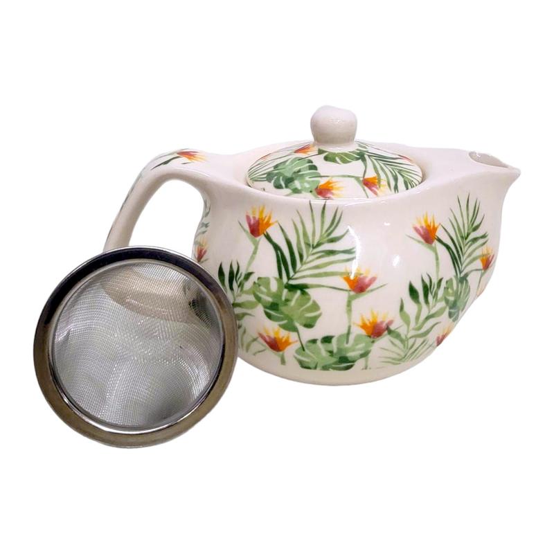 Mini Bule de Chá Porcelana Infusor Inox Chaleira Leiteira - Multiart ...