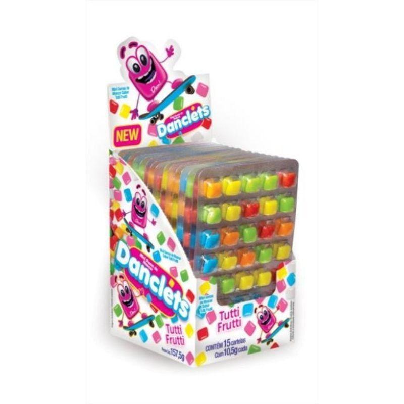 Mini Chicletes Danclets Tutti Frutti 1CX com 15 Cartelas Danilla ...