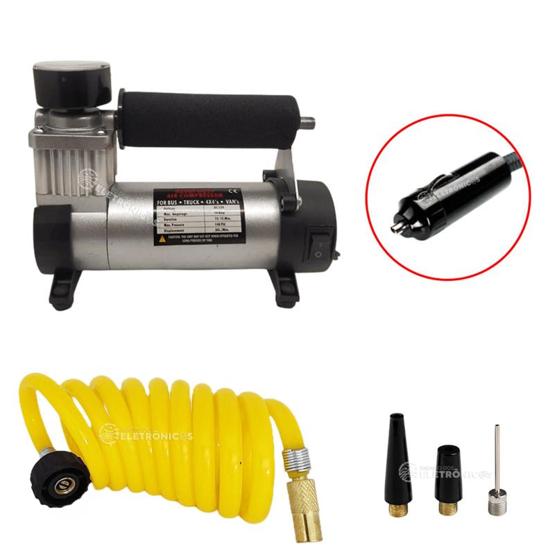 Mini Compressor Ar Automotivo 12v Com 140 PSI Veicular Compacto Para ...