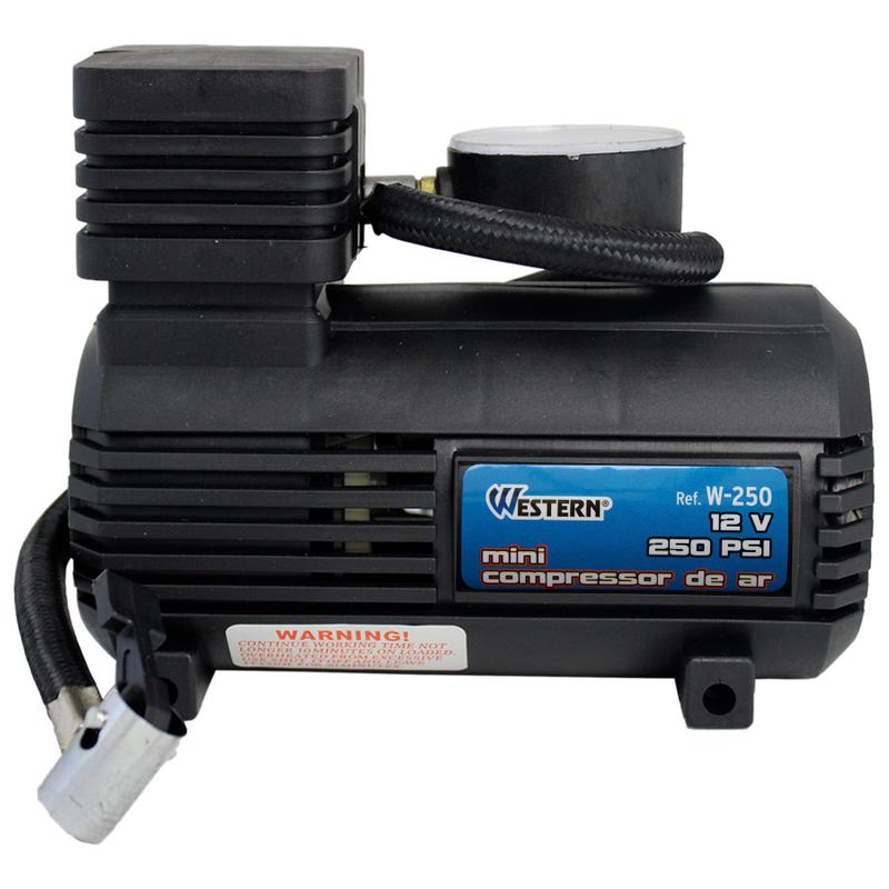 Mini Compressor de Ar 12V 250 PSI Com 3 Bicos Western - Mini Compressor ...