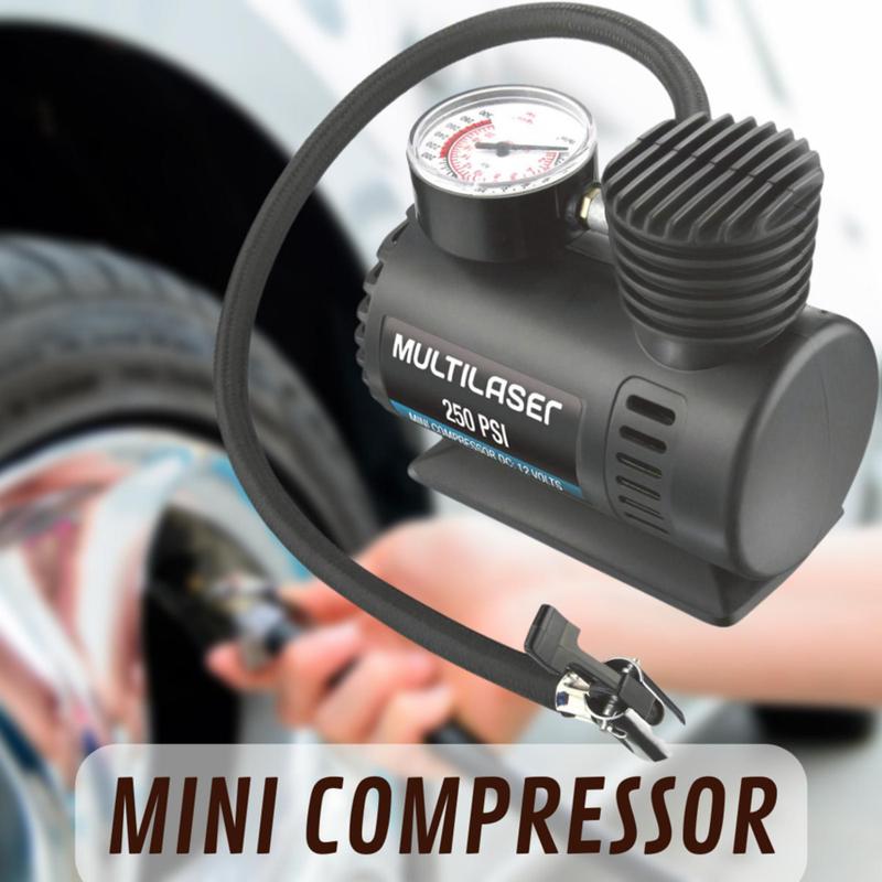 Mini Compressor De Ar 12v Bomba Encher Ar Carro Moto 250 Psi Pneu ...