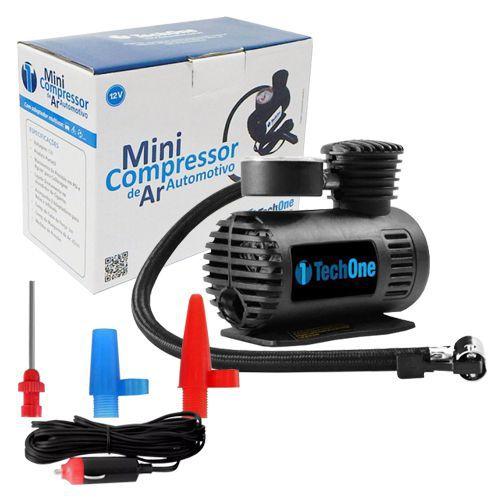 Mini Compressor de Ar Automotivo Portátil 12V Tech One 300 Psi com 3 ...