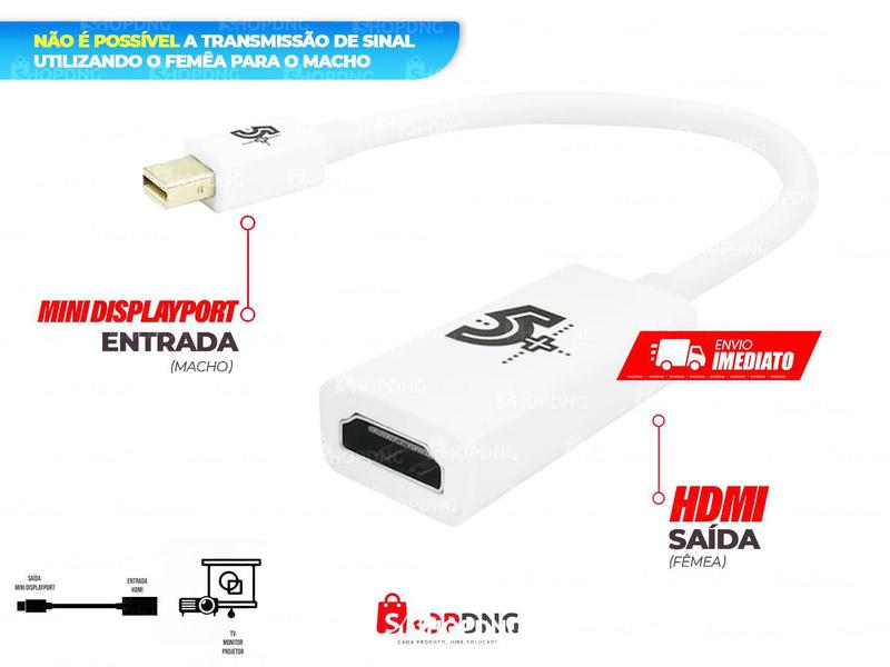 Mini Displayport 1.1 para HDMI Femea Hot Swap modelo Plug and Play 4k ...