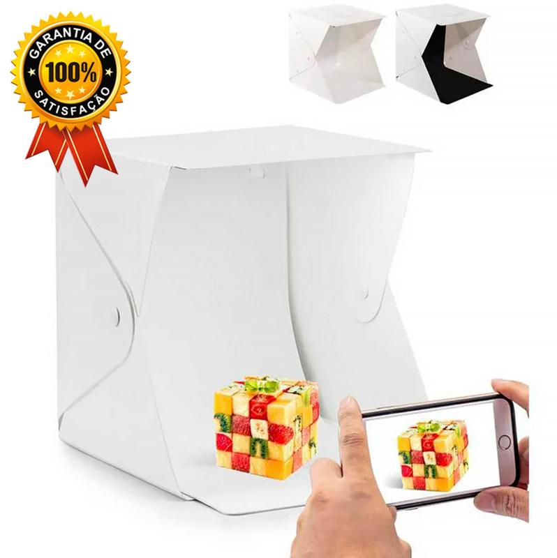 Mini Estúdio Fotográfico 40xLED 2 Fundos Dobrável Portátil USB Mini ...