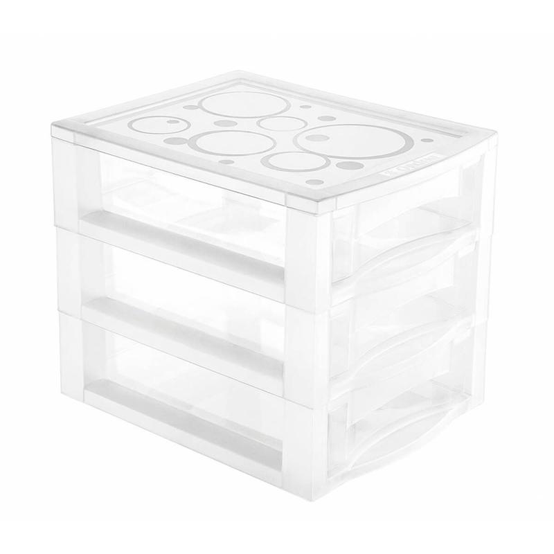 Mini Gaveteiro Pequeno Para Organizar com 3 Gavetas Transparente ...