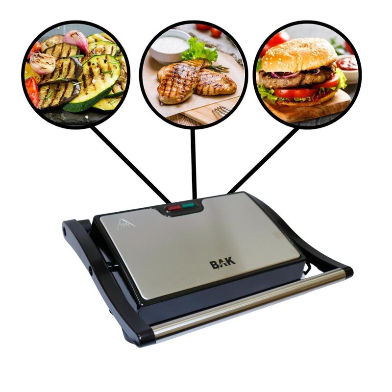 Mini grill elétrico Bak 750w 220v inox premium antiaderente gourmet ...