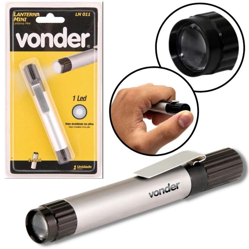 Mini Lanterna Alumínio - Led Luz Branca Tipo Caneta - Vonder - Mini ...
