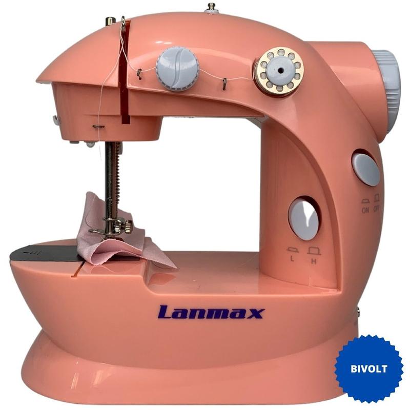 Mini Máquina De Costura Rosa Portátil Bivolt Com Pedal Acessórios Luz ...