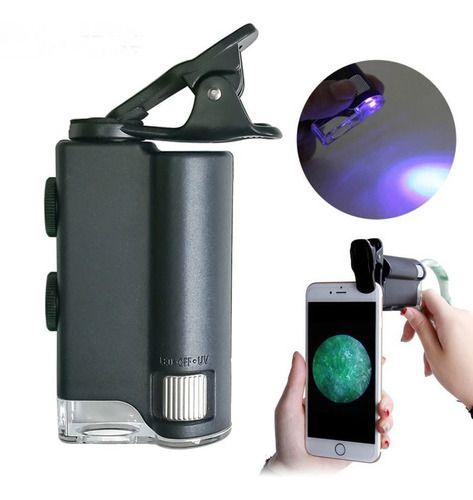 Mini Microscópio Lupa Portátil Câmera Zoom Led 60x Celular Led UV luz ...