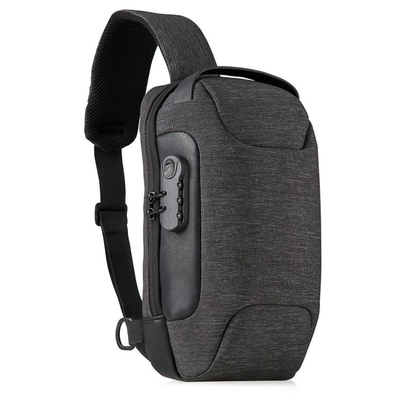 Mini Mochila Transversal Masculina De Peito Diagonal + Usb - Cinza ...